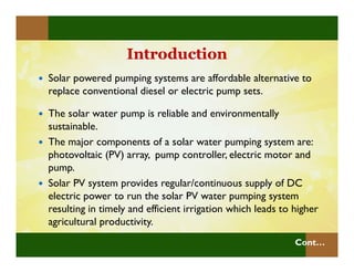 Introduction to solar water pumping | PDF