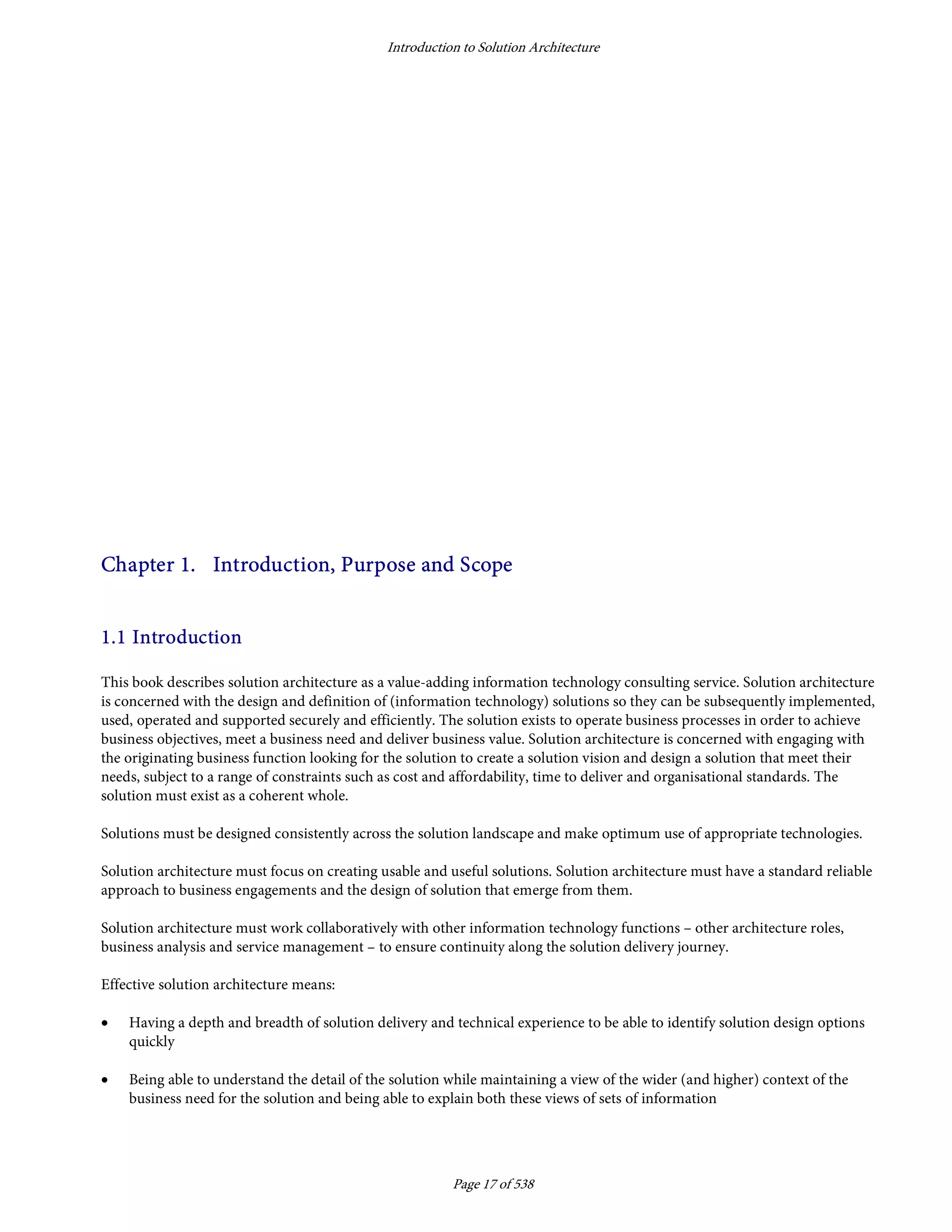 Introduction to Solution Architecture Book | PDF