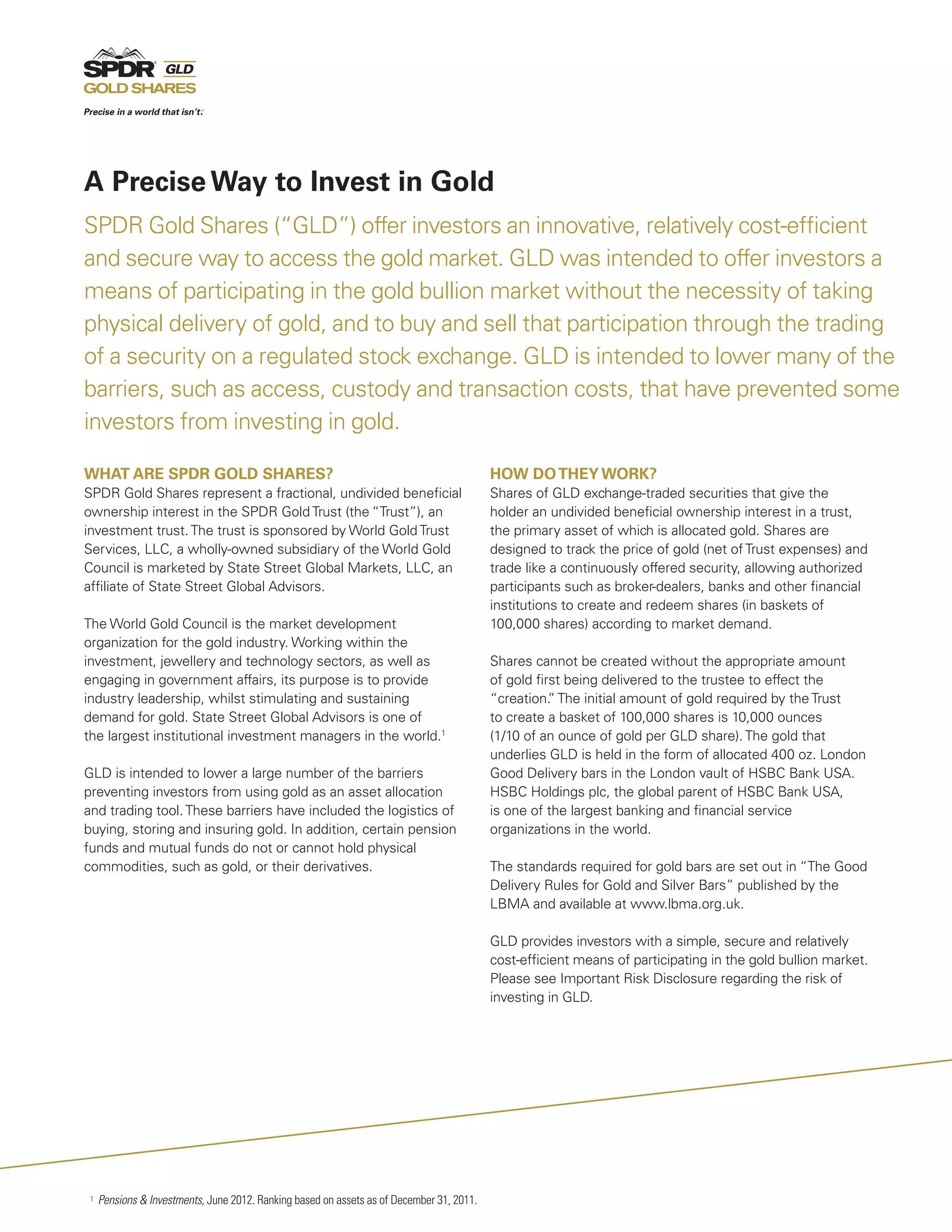 Introduction to spdr gold shares | PDF