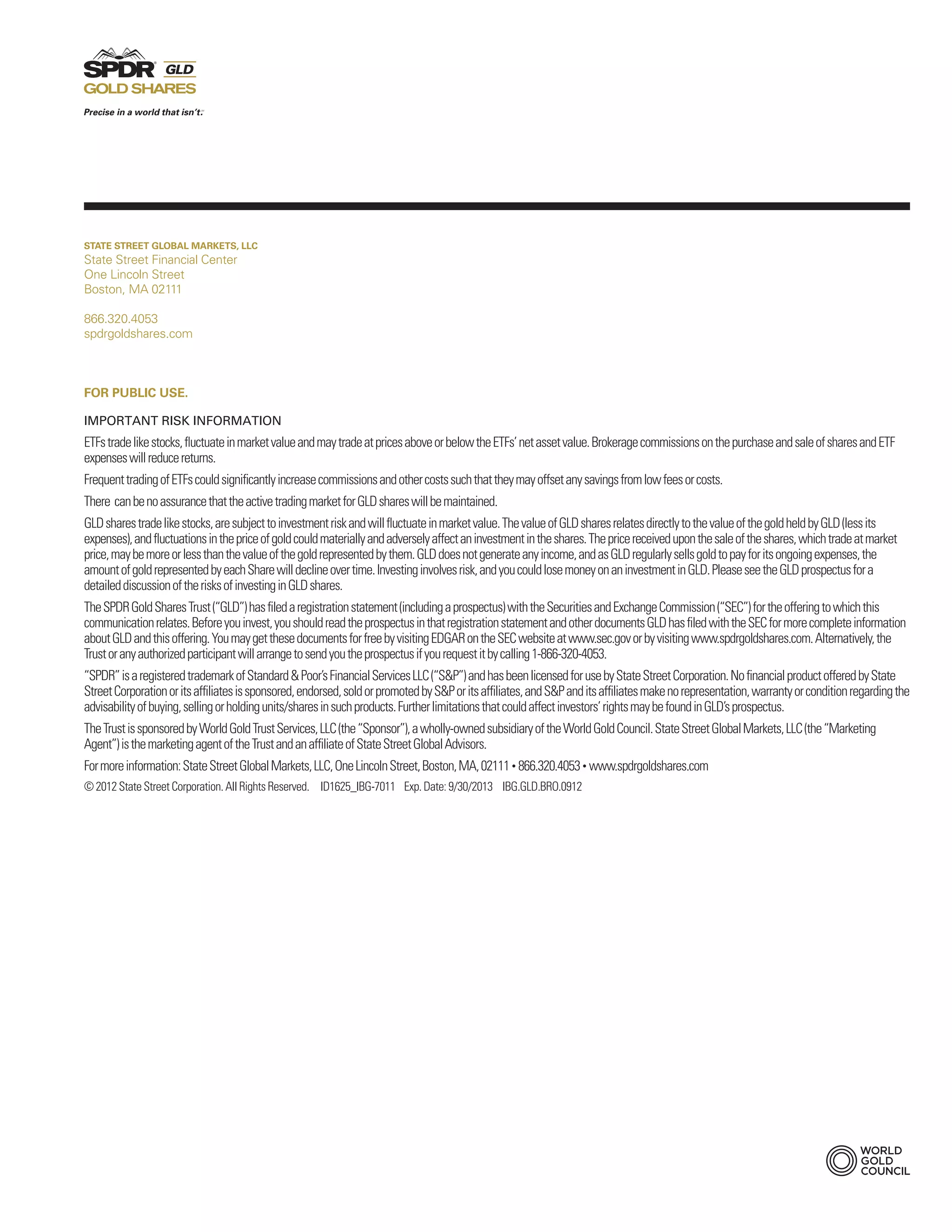 Introduction to spdr gold shares | PDF