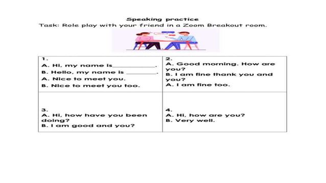 Introduction to speaking (greetings) | PPTX