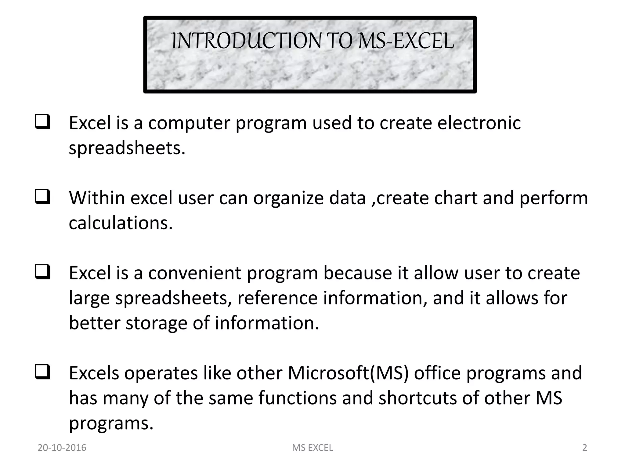 Introduction to spreadsheet | PPT