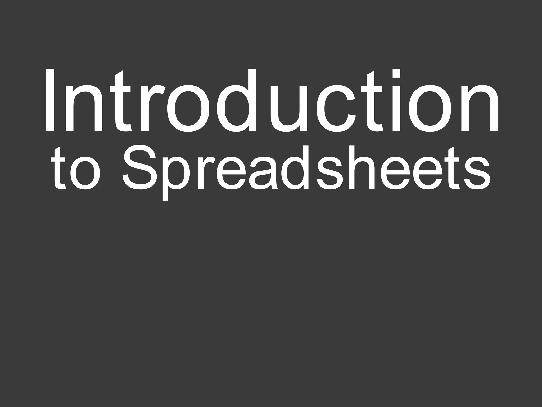 Introduction to spreadsheets | PDF