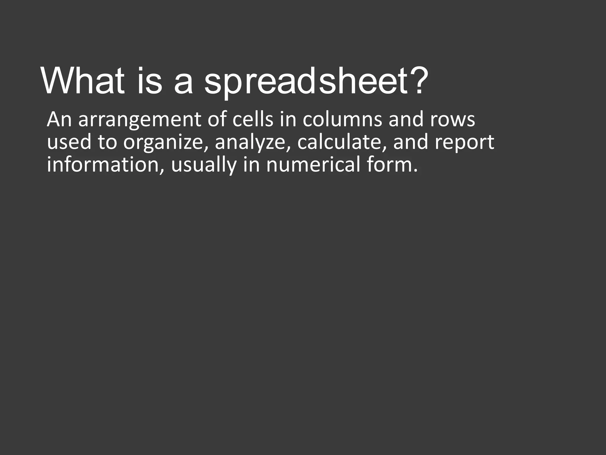 Introduction to spreadsheets | PDF
