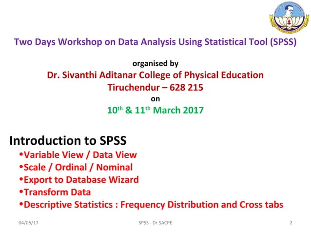 Introduction to spss | PPT