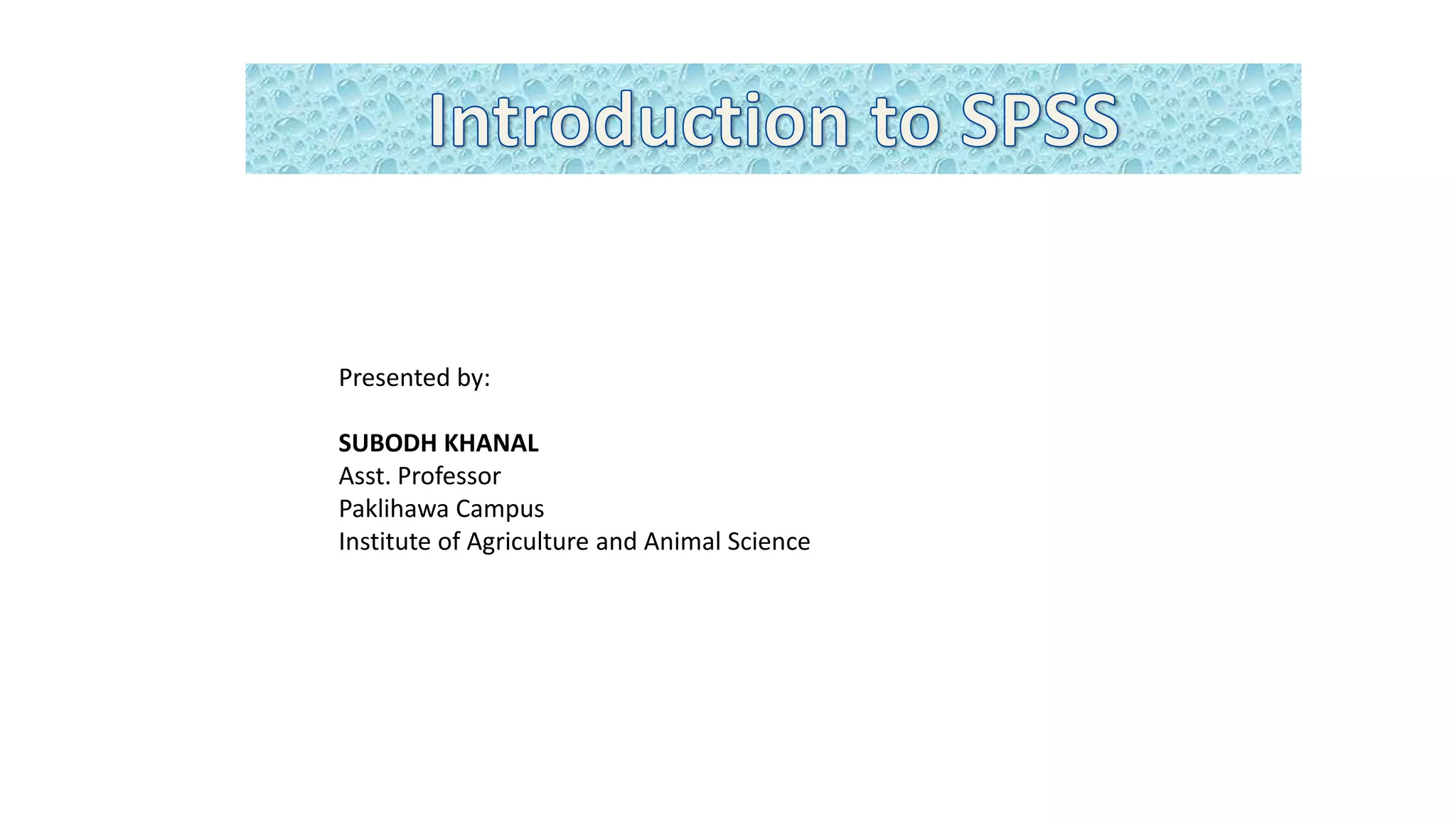 Introduction to spss | PPT