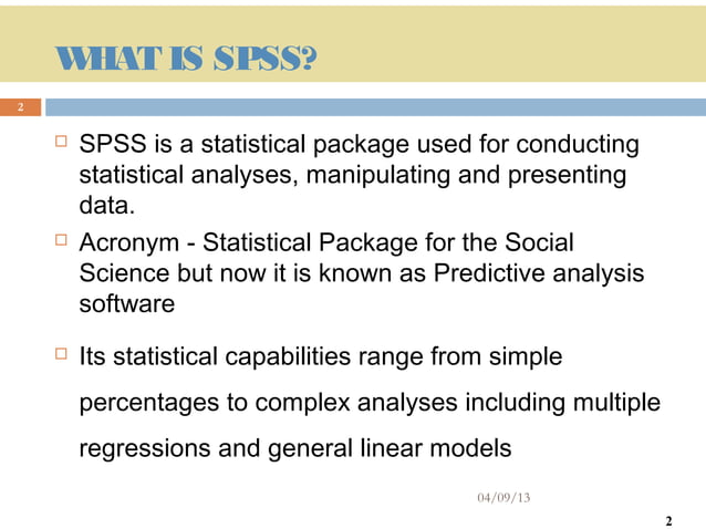 Introduction To Spss 18 Ppt Operating Systems Computer Software And Applications
