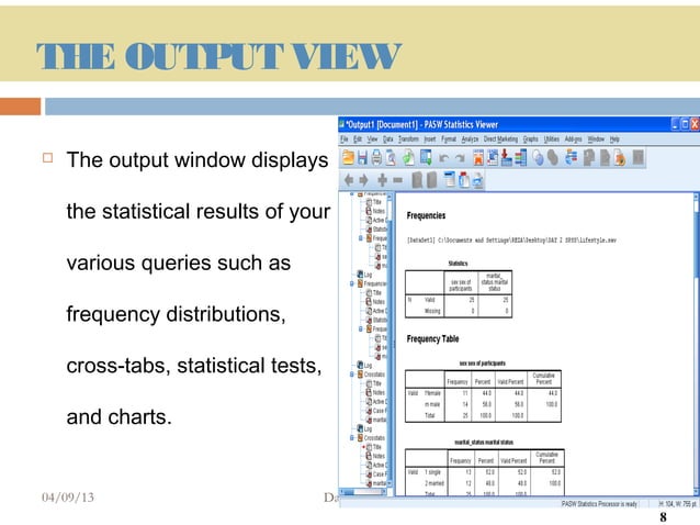 Introduction To Spss 18 Ppt Operating Systems Computer Software And Applications