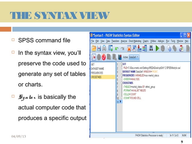 Introduction to spss 18 | PPT | Operating Systems | Computer Software and Applications