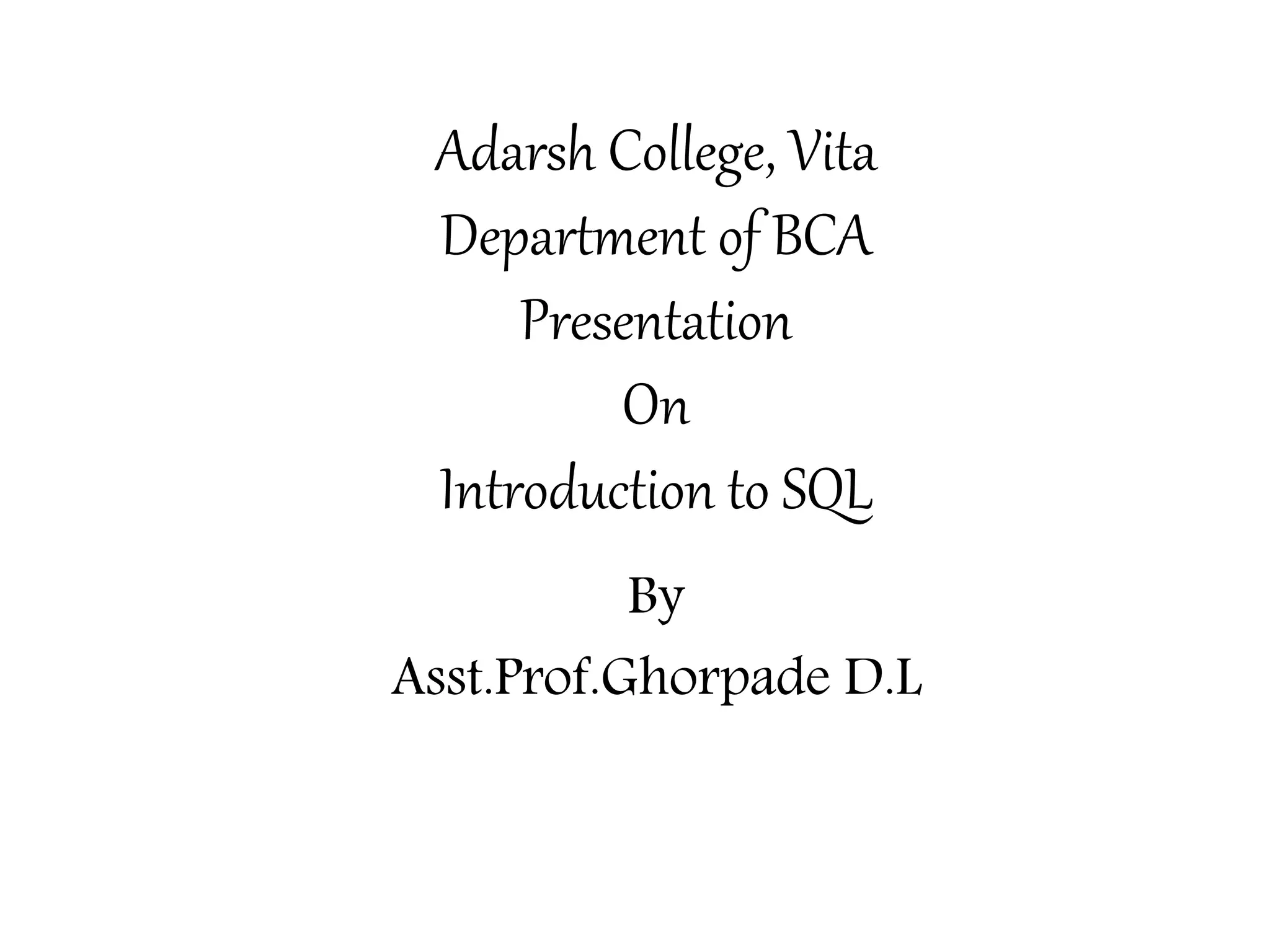 Introduction to (sql) | PPTX