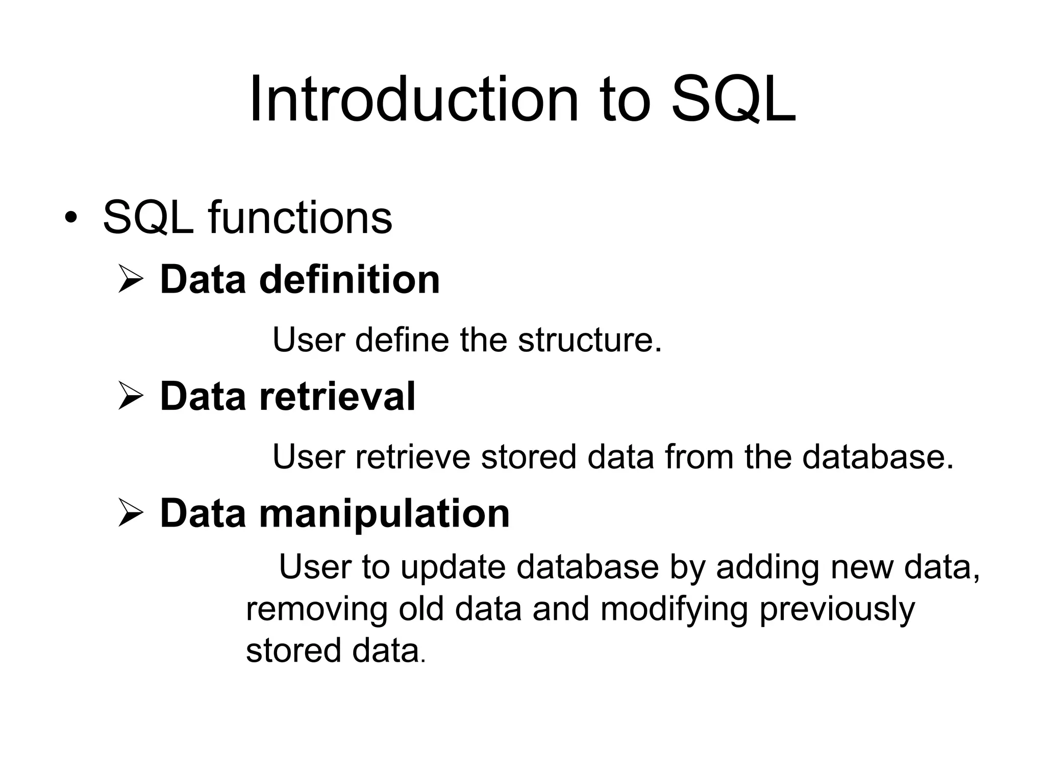 Introduction To Sql Ppt