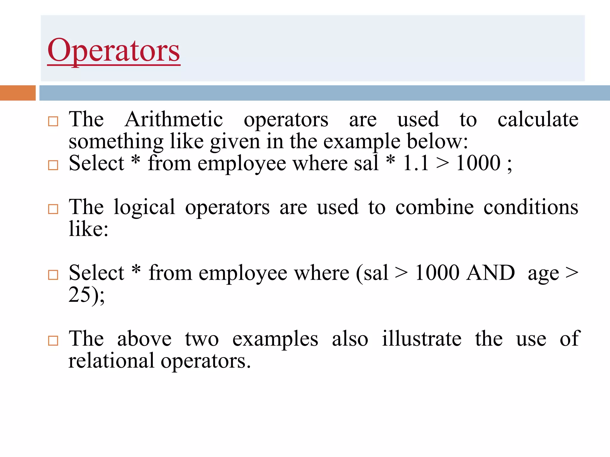 Introduction to sql | PPT | Databases | Computer Software and Applications