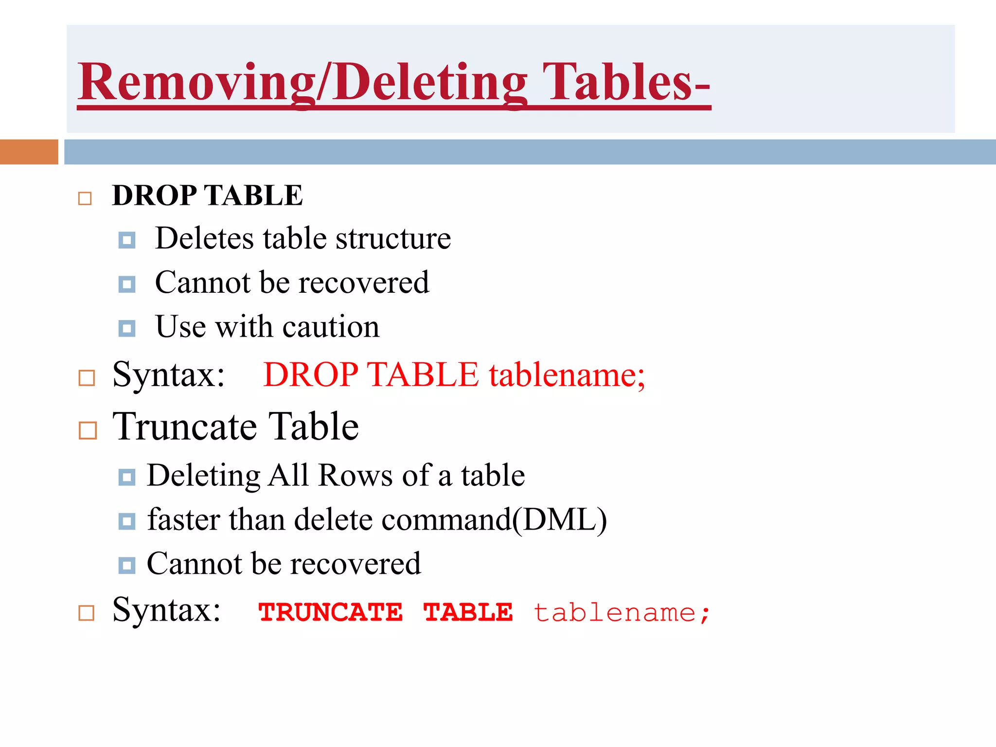 Introduction to sql | PPT | Databases | Computer Software and Applications