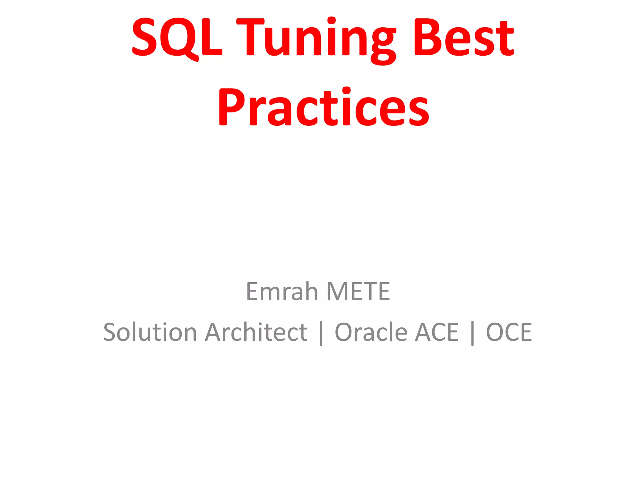 Introduction To Sql Tuning Ppt