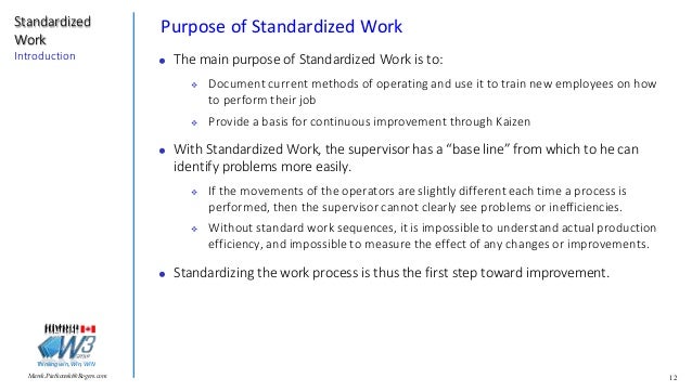 Introduction to Standardized Work