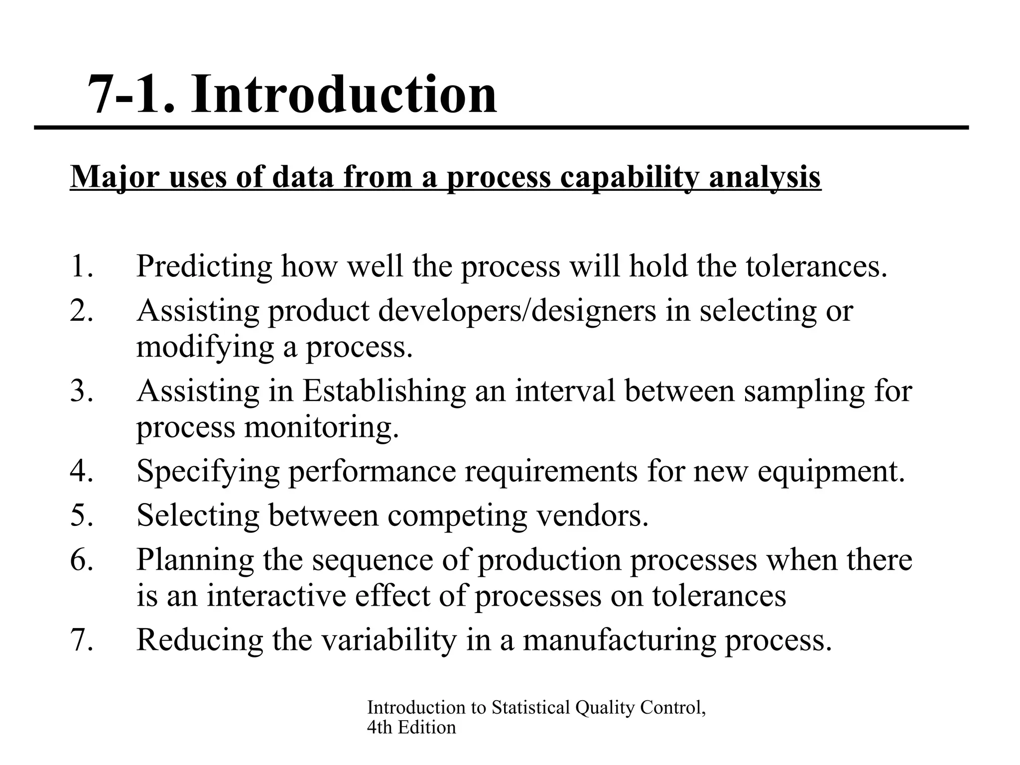 Introduction To Statistical Quality Controlppt Science
