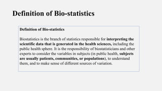 Introduction to statistics in health care | PPTX