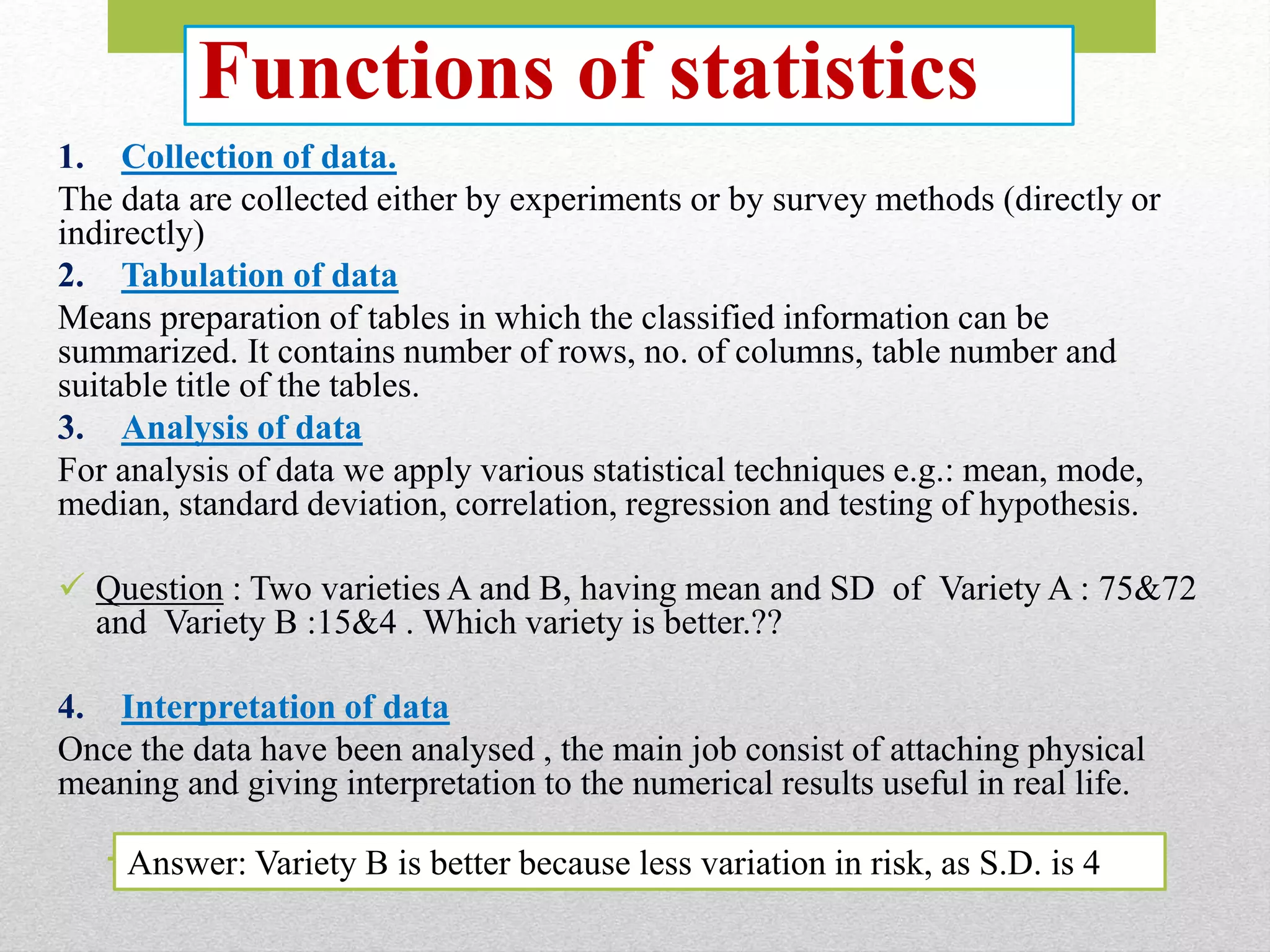 #1 Introduction to statistics | PPTX | Science