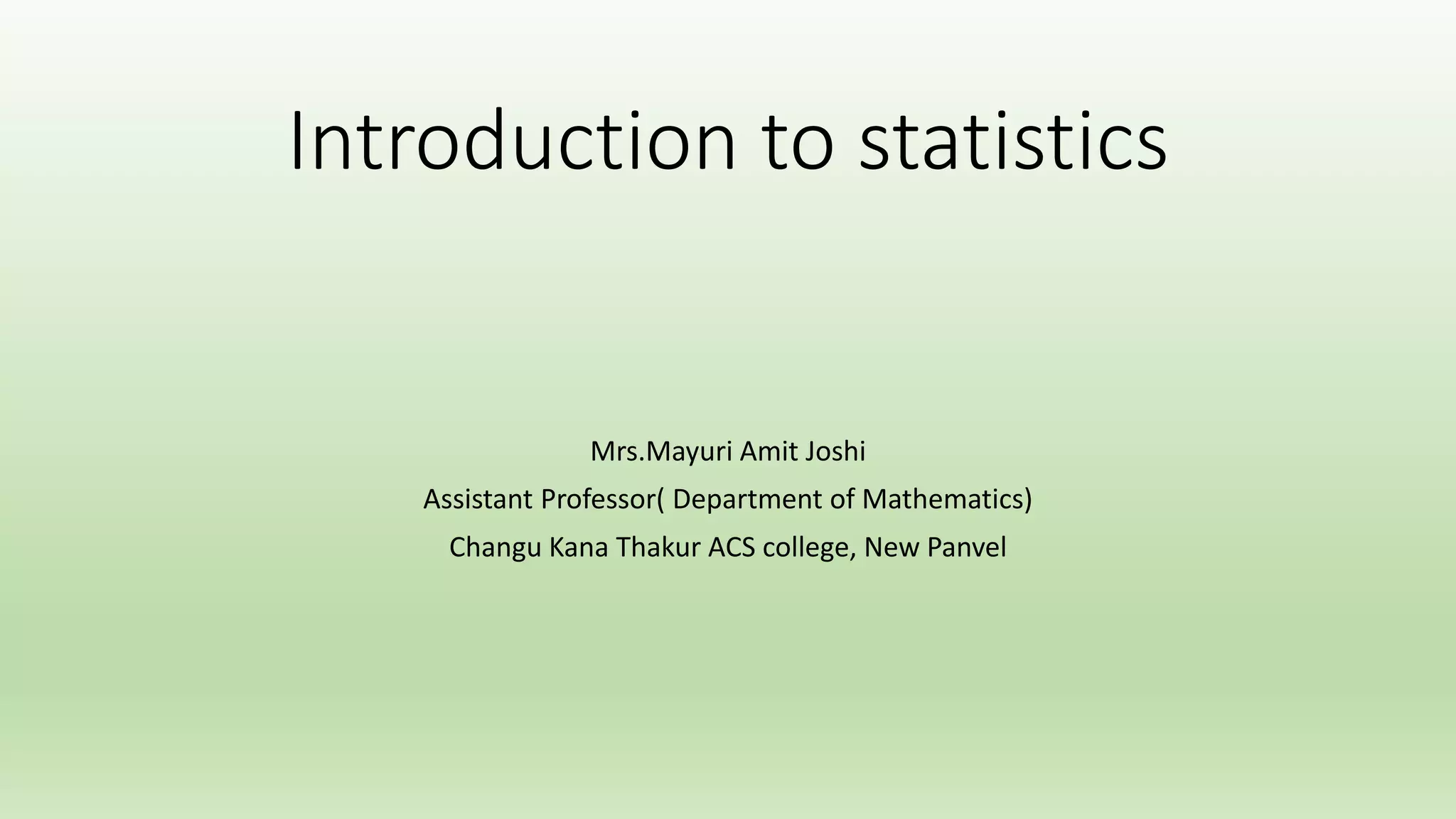 Introduction to statistics | PPT