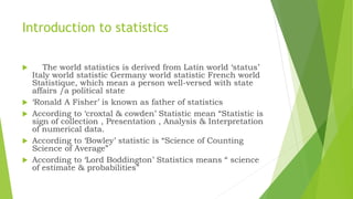 Introduction to statistics.pptx basic of introduction to statistics | PPTX