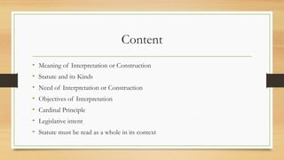 Introduction to the statutory interpretation | PPT
