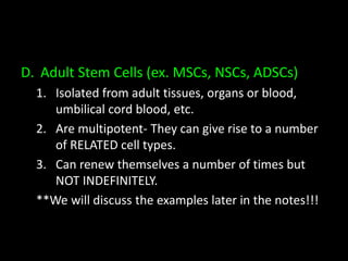 Introduction to stem cell notes | PPTX | Biological Sciences | Science