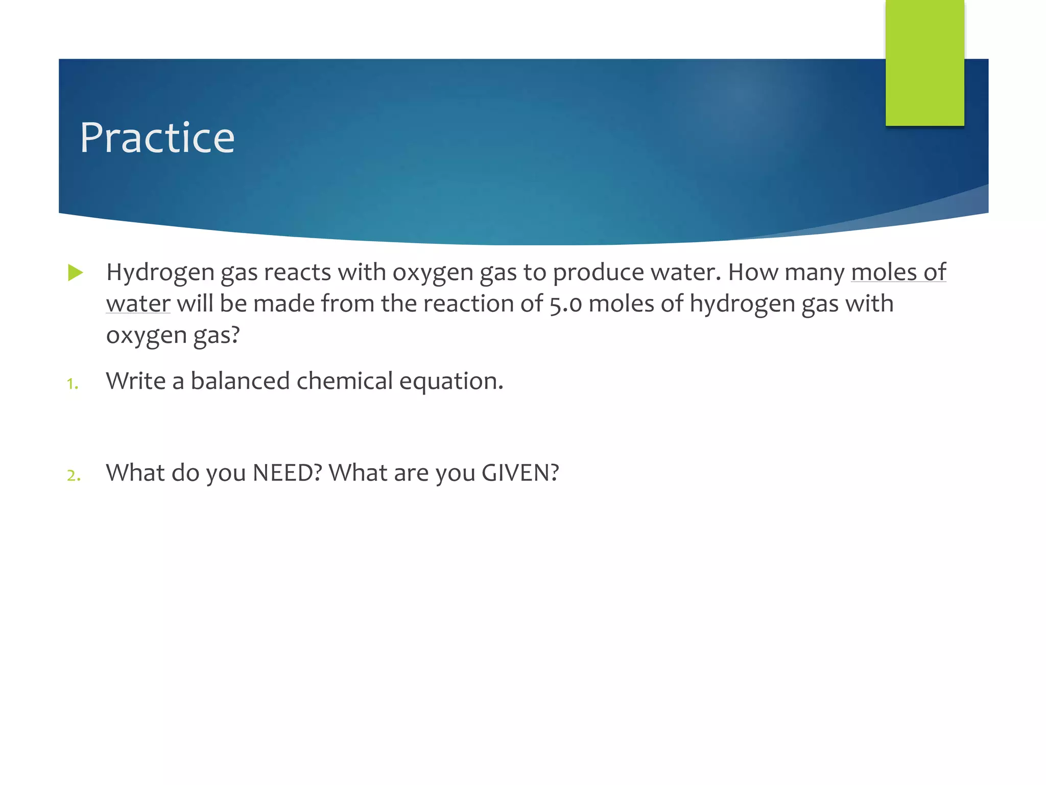 Introduction to stoichiometry | PPTX
