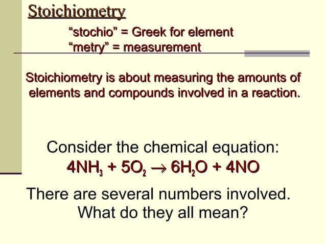 Introduction to stoichiometry | PPT