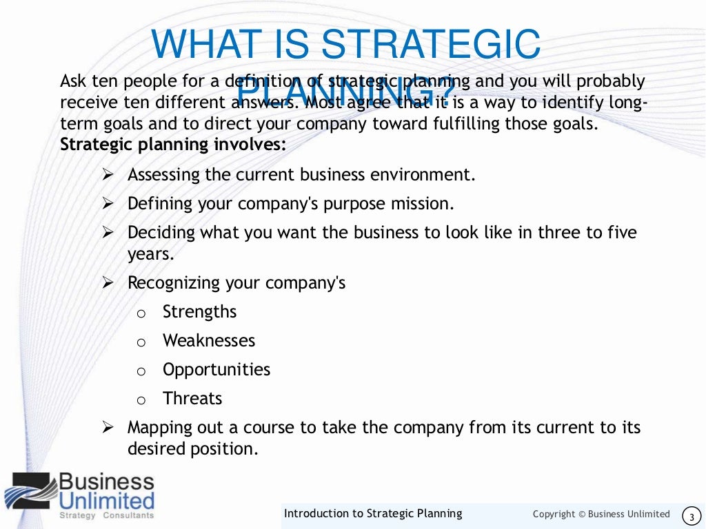 Introduction to strategic planning