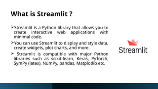 Introduction to Streamlit Web Application | PPTX