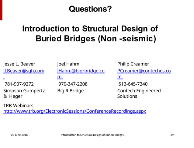 Introduction to Structural Design of Buried Bridges (Non-seismic).pptx