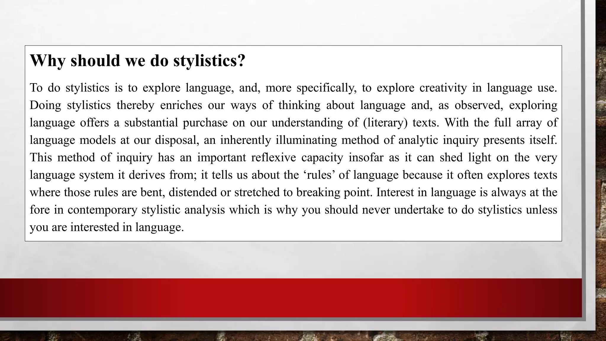 Introduction to Stylistics | PPTX