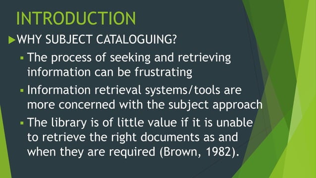 Introduction to subject cataloguing | PPTX | Search | Internet