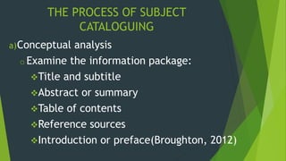 Introduction to subject cataloguing | PPTX | Search | Internet