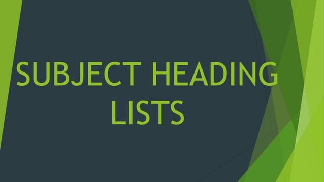 Introduction to subject cataloguing | PPTX | Search | Internet