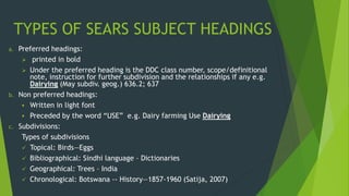 Introduction to subject cataloguing | PPTX