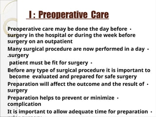 Introduction to Surgery pre intra and post operative .ppt
