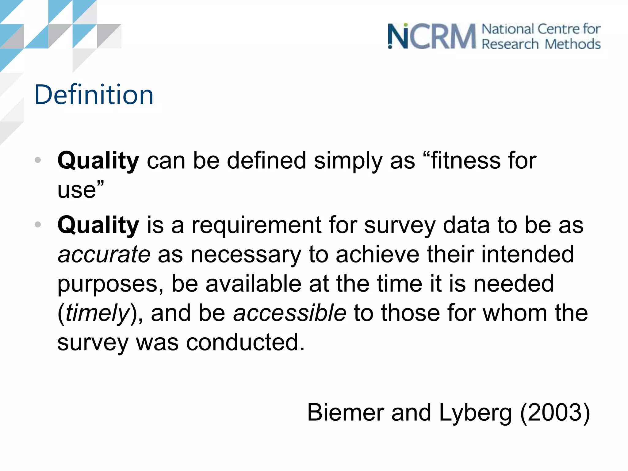 Introduction to Survey Data Quality | PPTX
