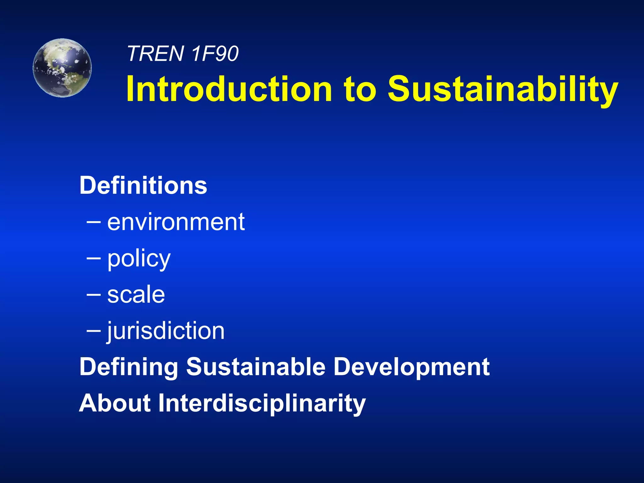 Introduction to sustainability | PPT