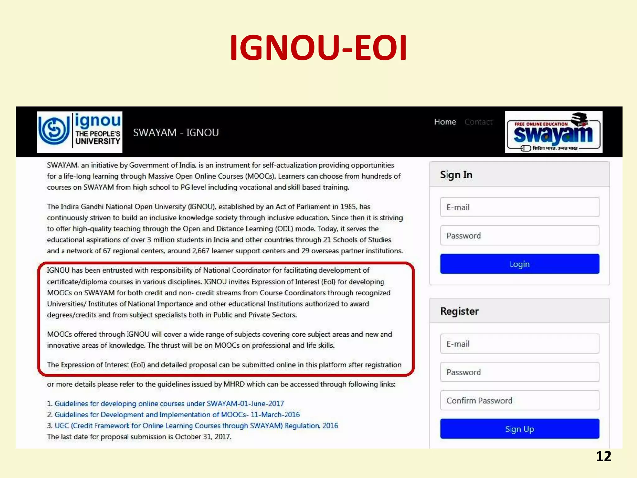 Introduction to SWAYAM MOOCs | PPTX