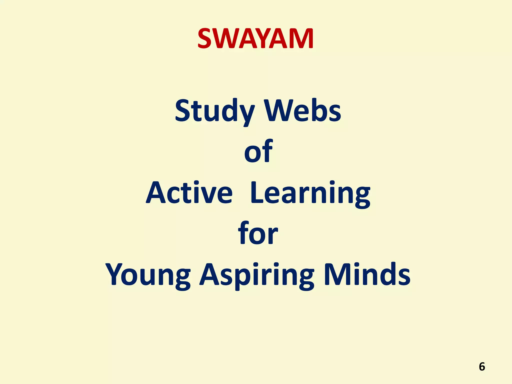 Introduction to SWAYAM MOOCs | PPTX