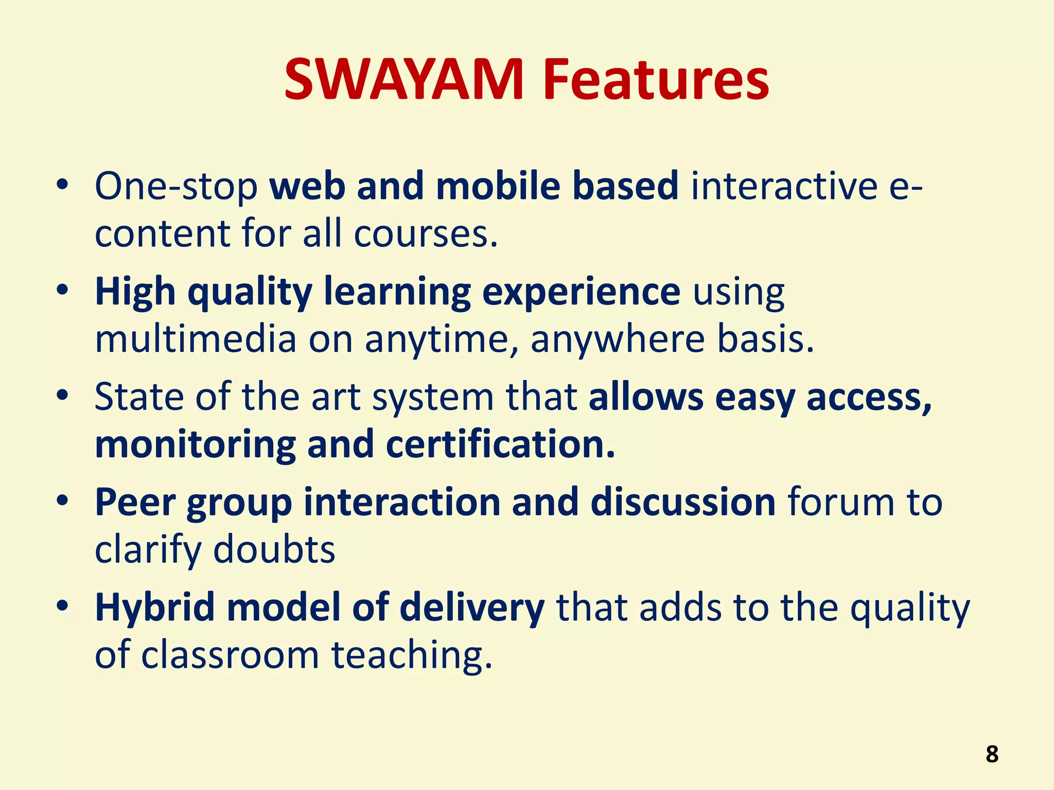 Introduction to SWAYAM MOOCs | PPTX