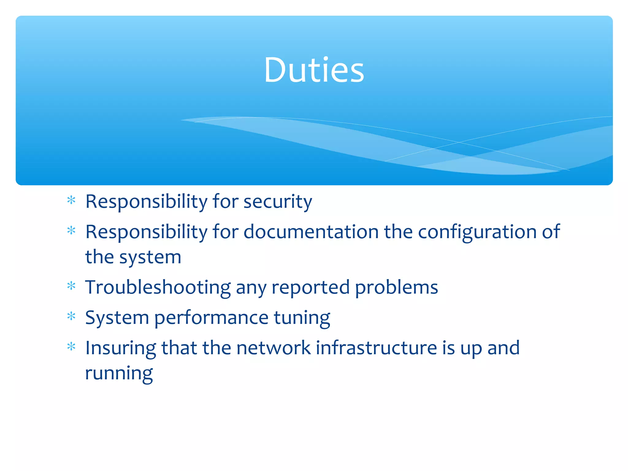 System Administration: Introduction to system administration | PPT