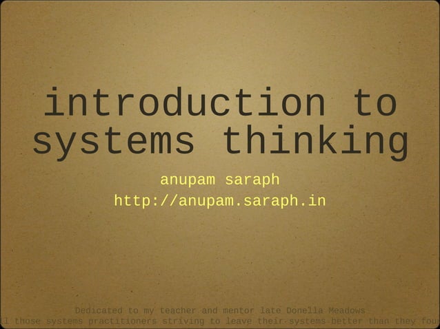 Introduction to Systems Thinking | PPT