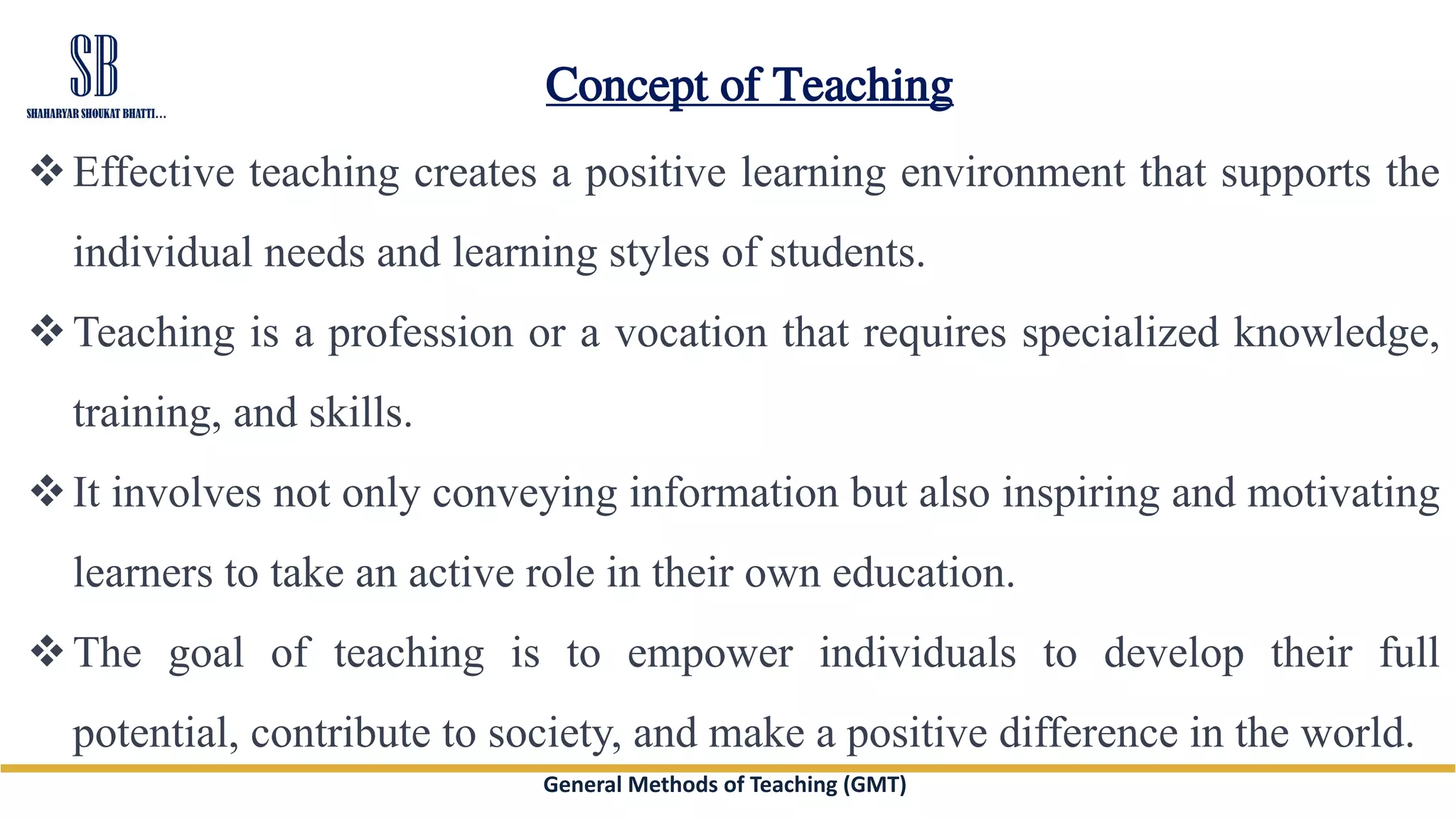 Teaching- Definition of Teaching- Nature and Principles of Teaching | PDF