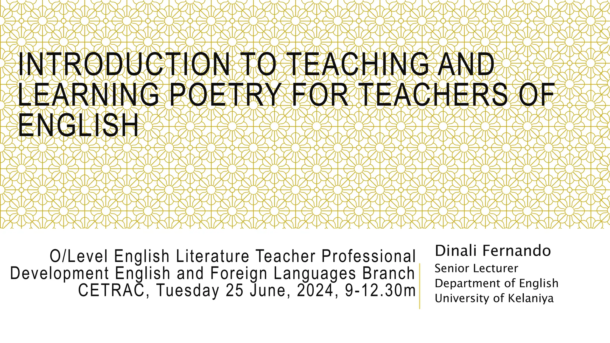 Introduction to Teaching and learning poetry for teachers - DF ...