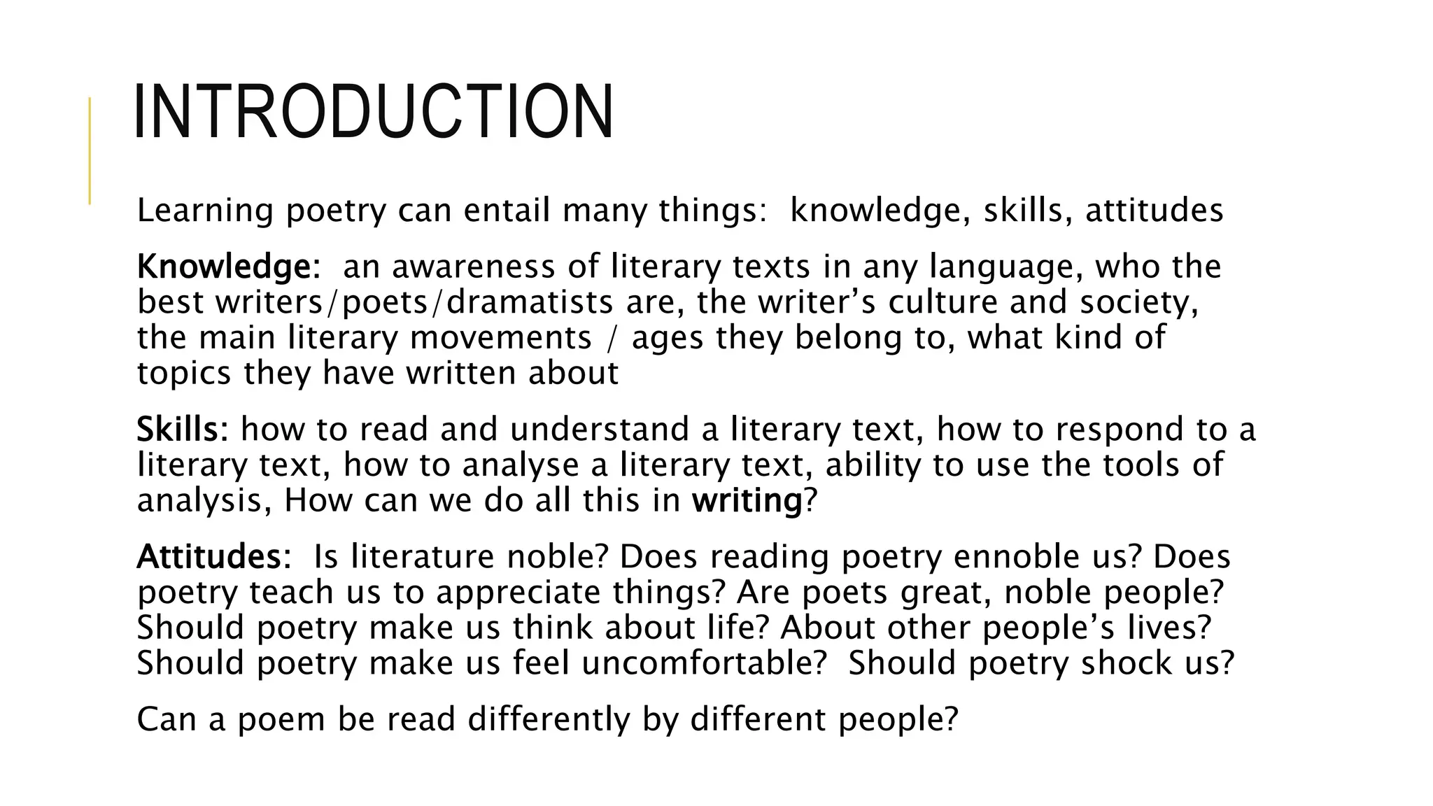 Introduction to Teaching and learning poetry for teachers - DF ...