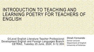 Introduction to Teaching and learning poetry for teachers - DF ...