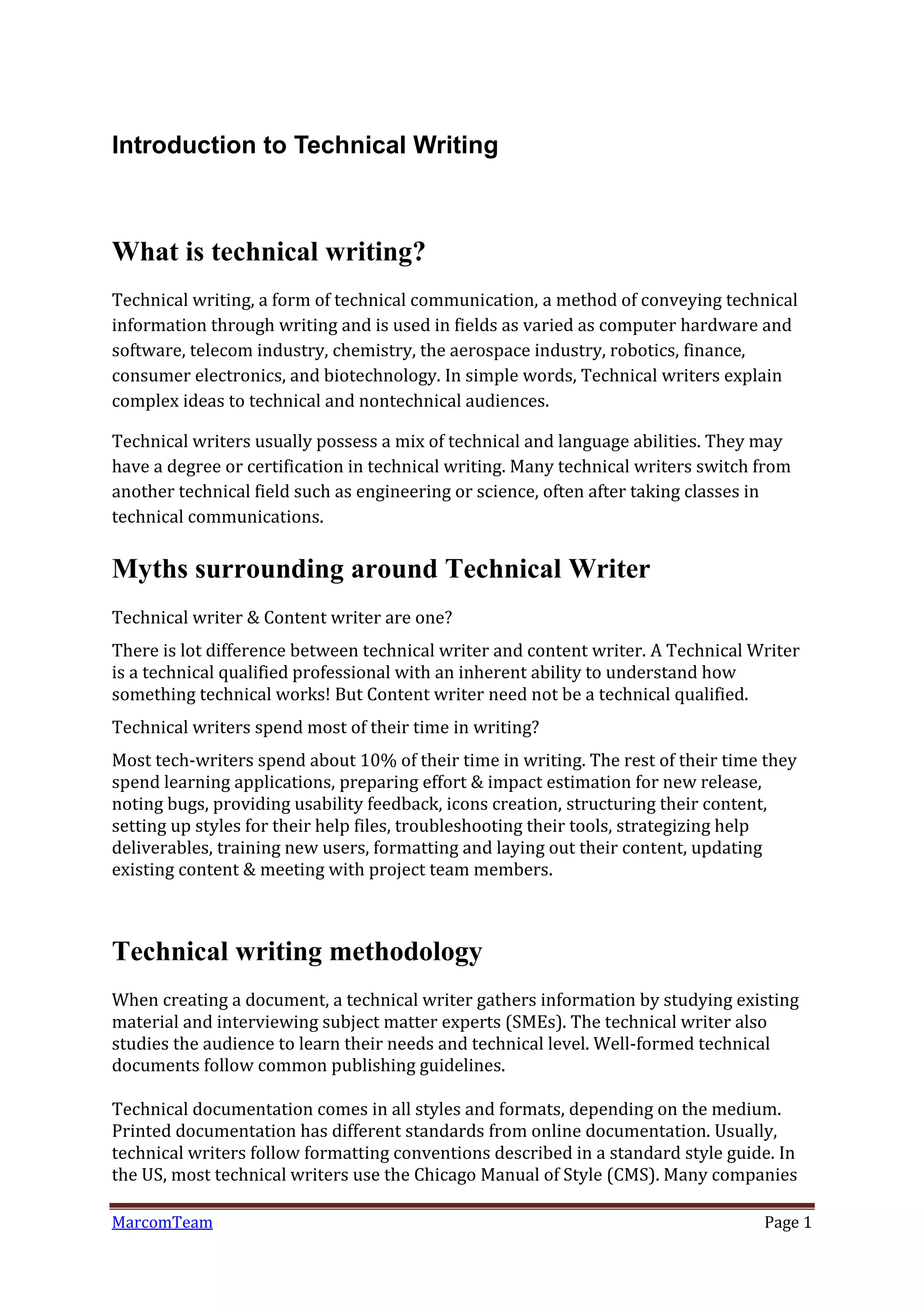 Introduction to technical writing | PDF