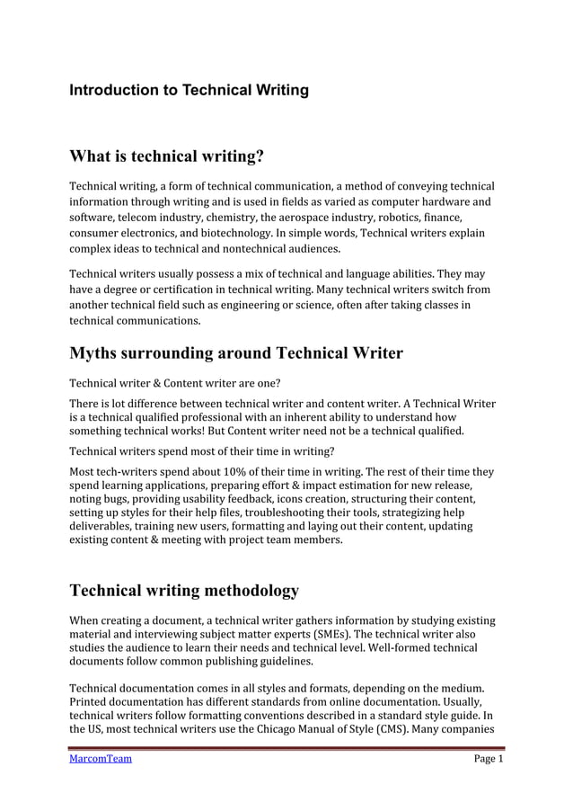 Introduction to technical writing | PDF